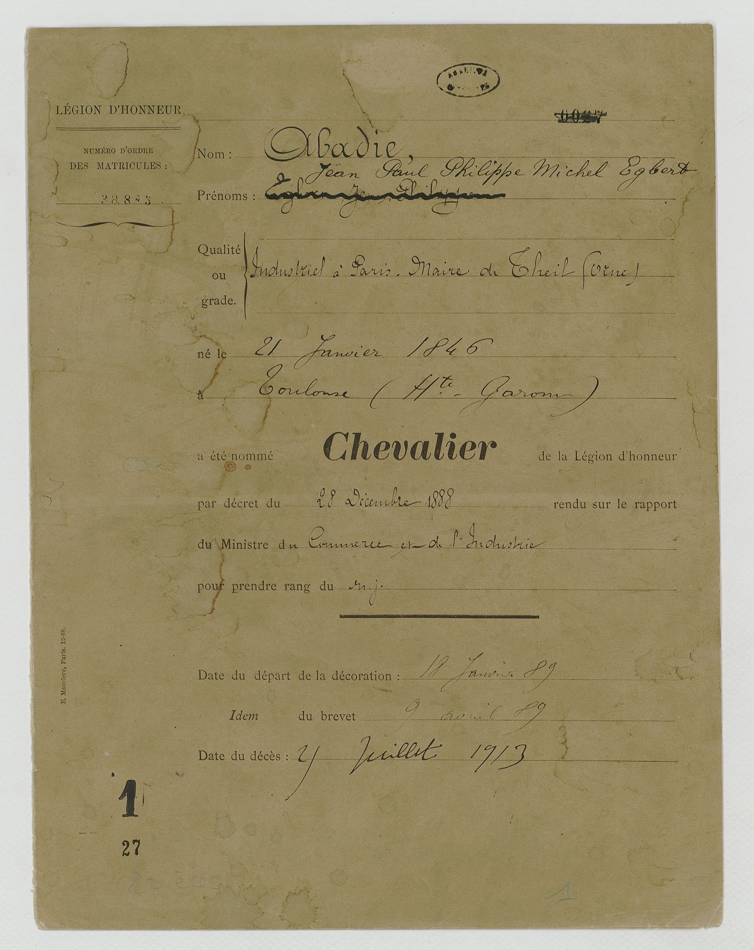 Abadie, Jean Paul Philippe Michel (1846-....) (FranceArchives)