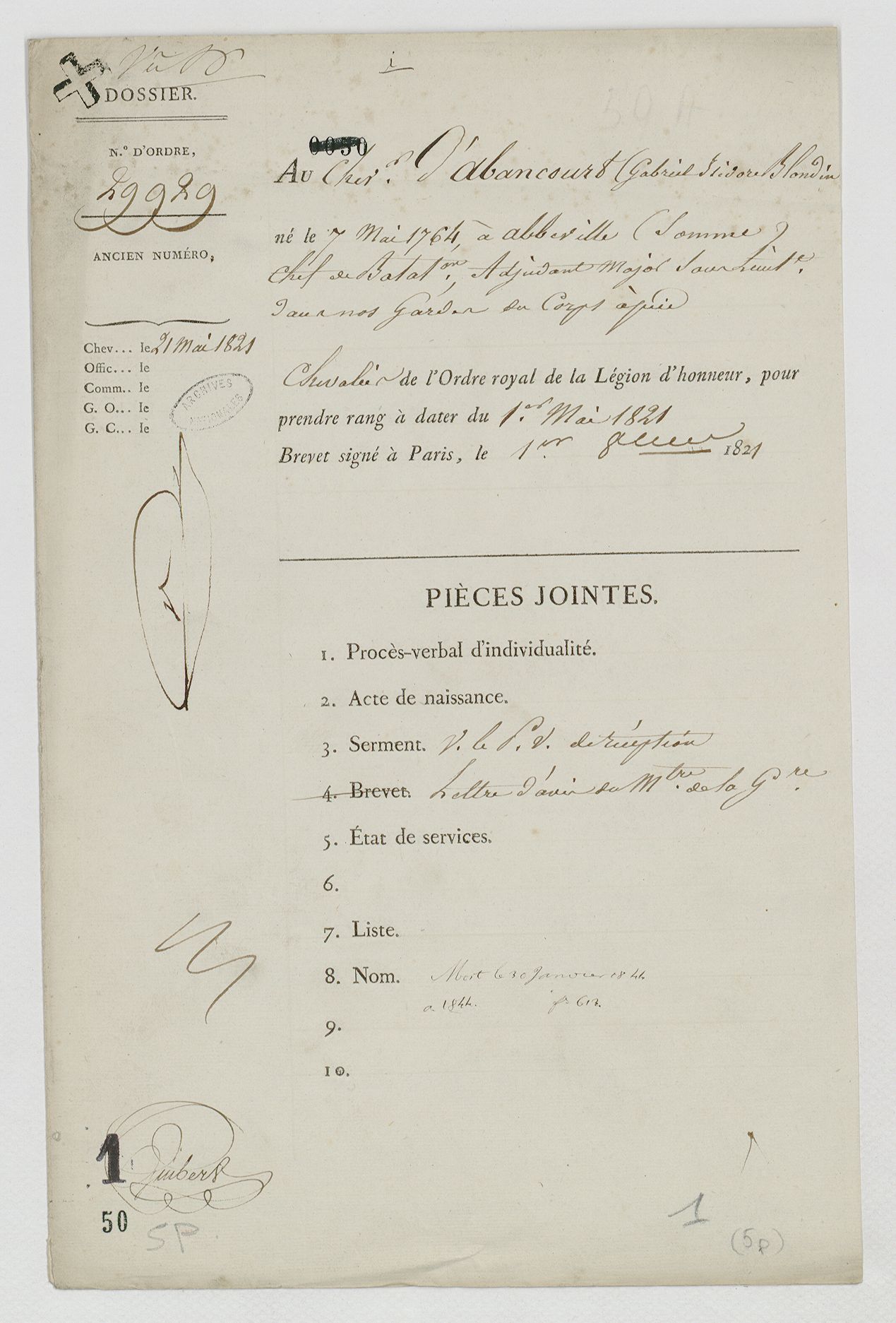 Abancourt D', Gabriel Isidore Blondin (1764-....) (FranceArchives)