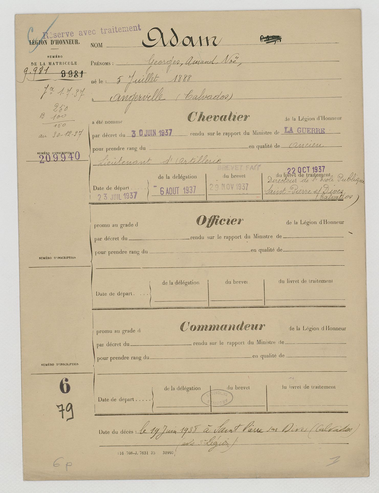 Adam, Georges Armand Noë (1888-....) (FranceArchives)