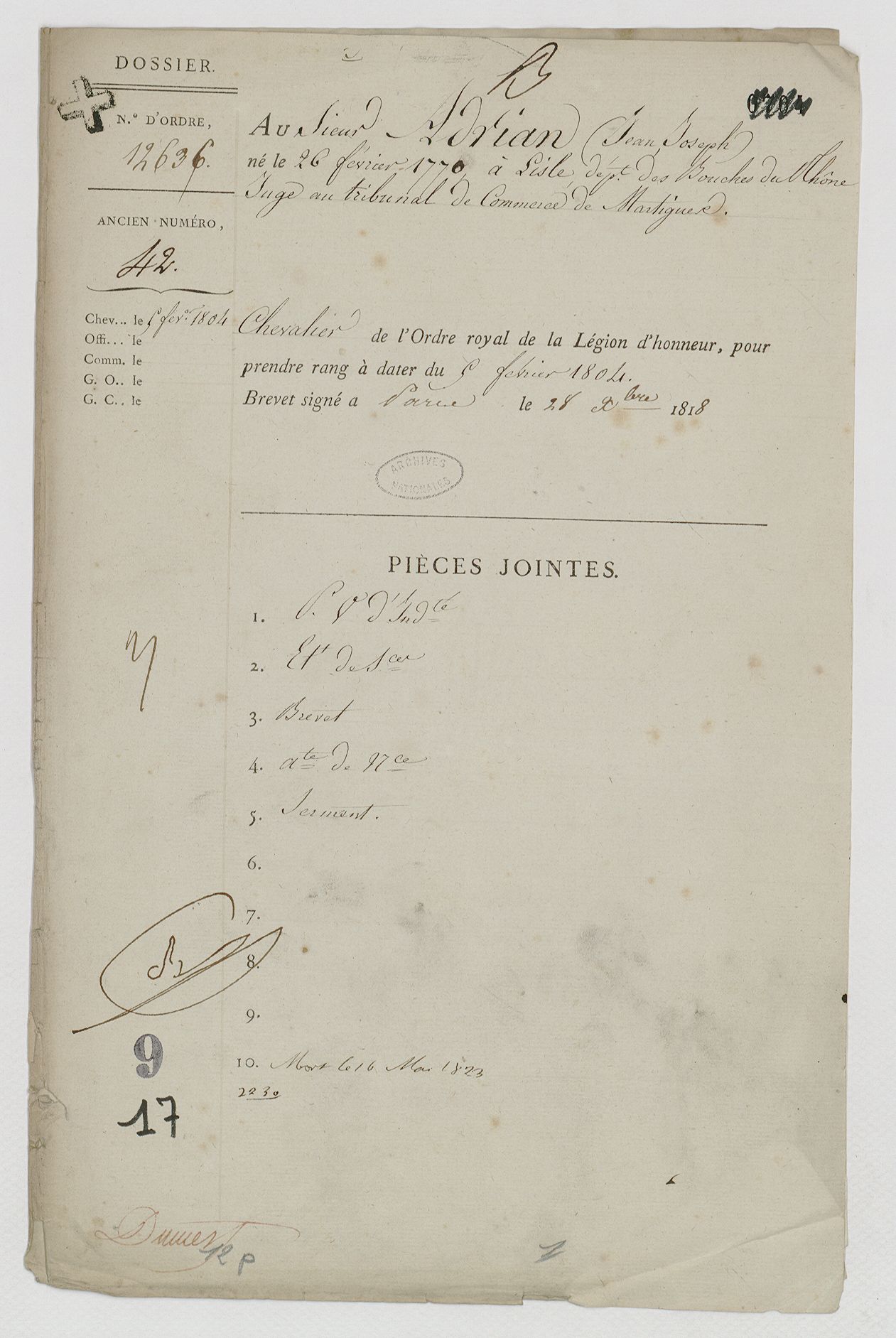 Adrian, Jean Joseph (1770-....) (FranceArchives)