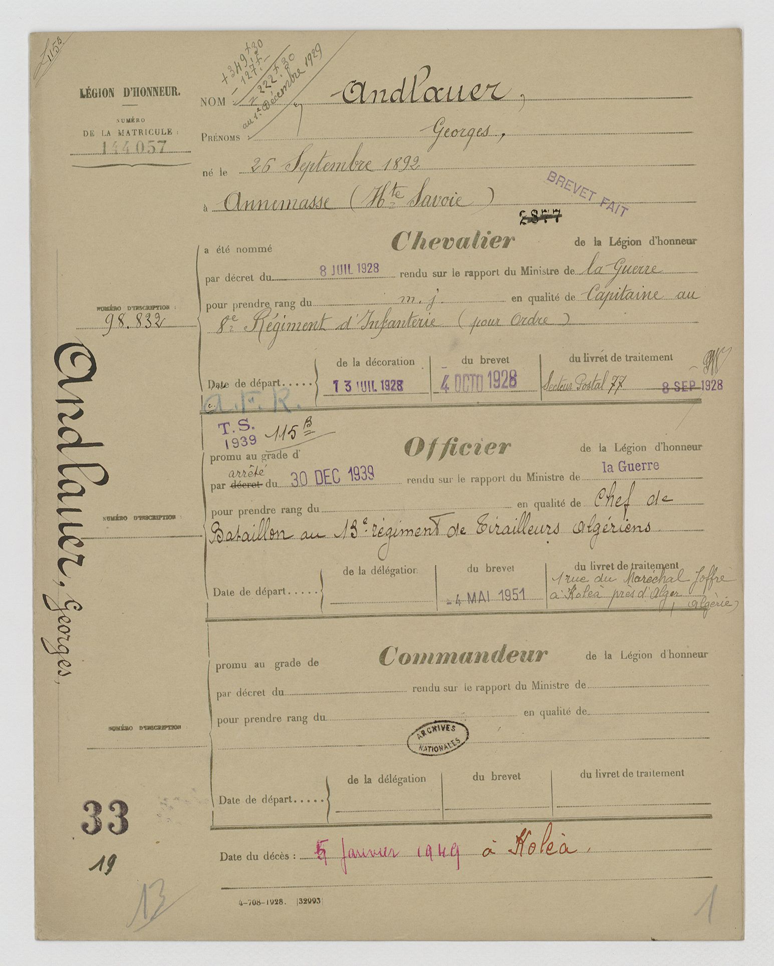 Andlauer, Georges (1892-....) (FranceArchives)