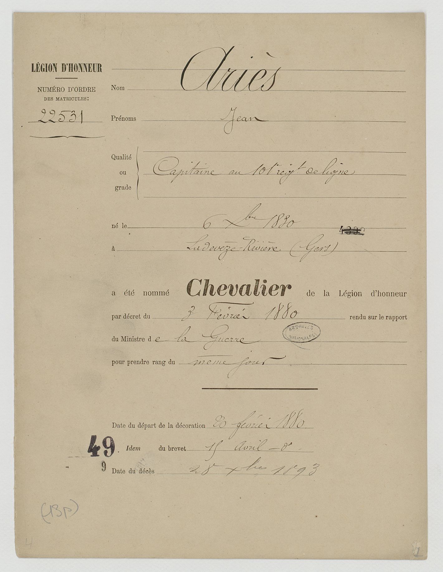 Aries, Jean (1830-....) (FranceArchives)