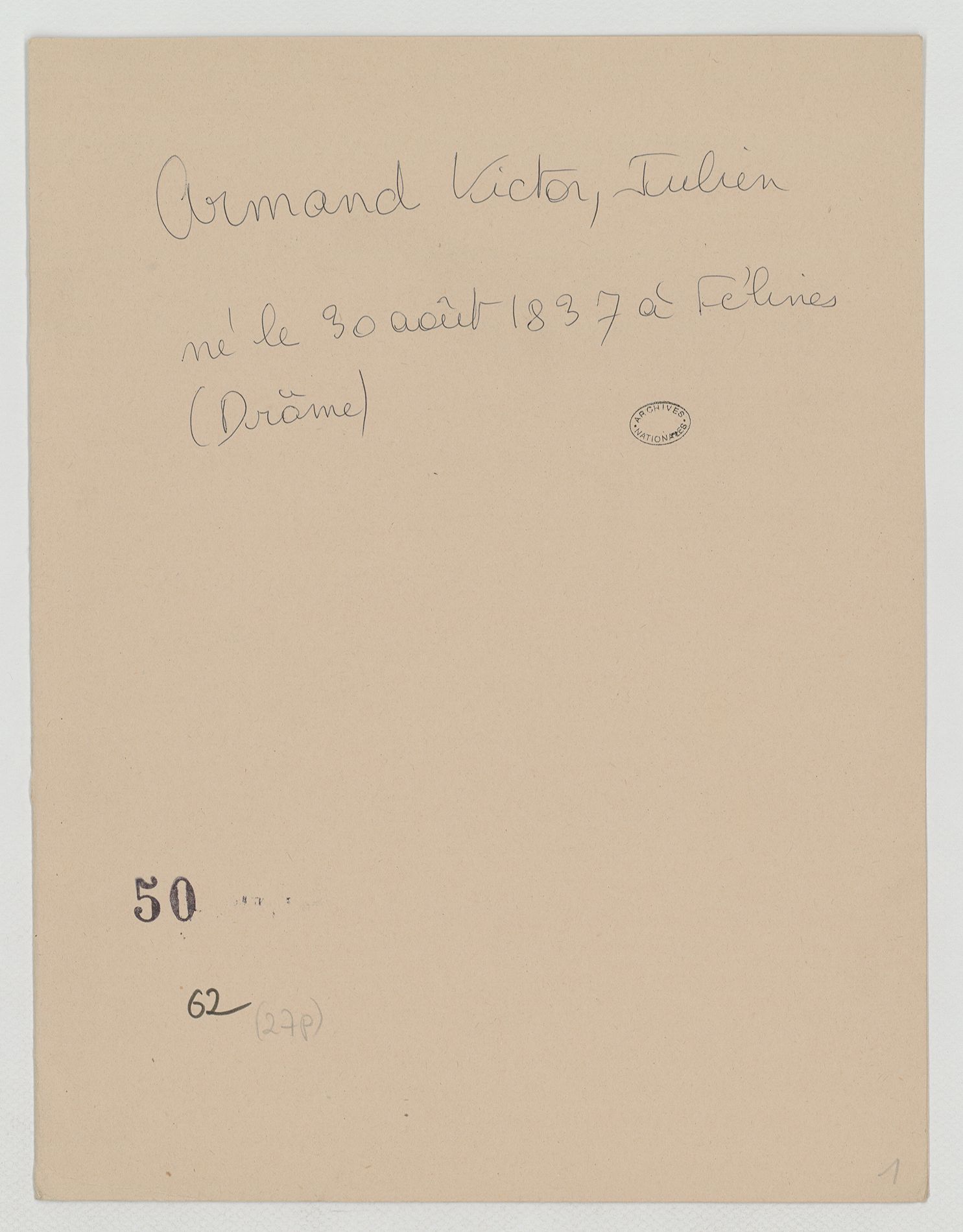 Armand, Victor Julien (1837-....) (FranceArchives)