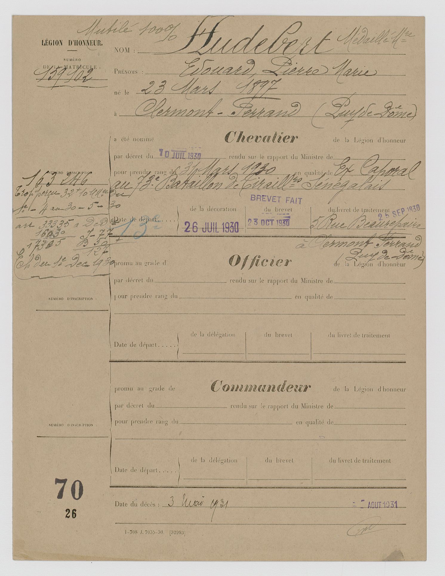 Audebert, Edouard Pierre Marie (1897-....) (FranceArchives)