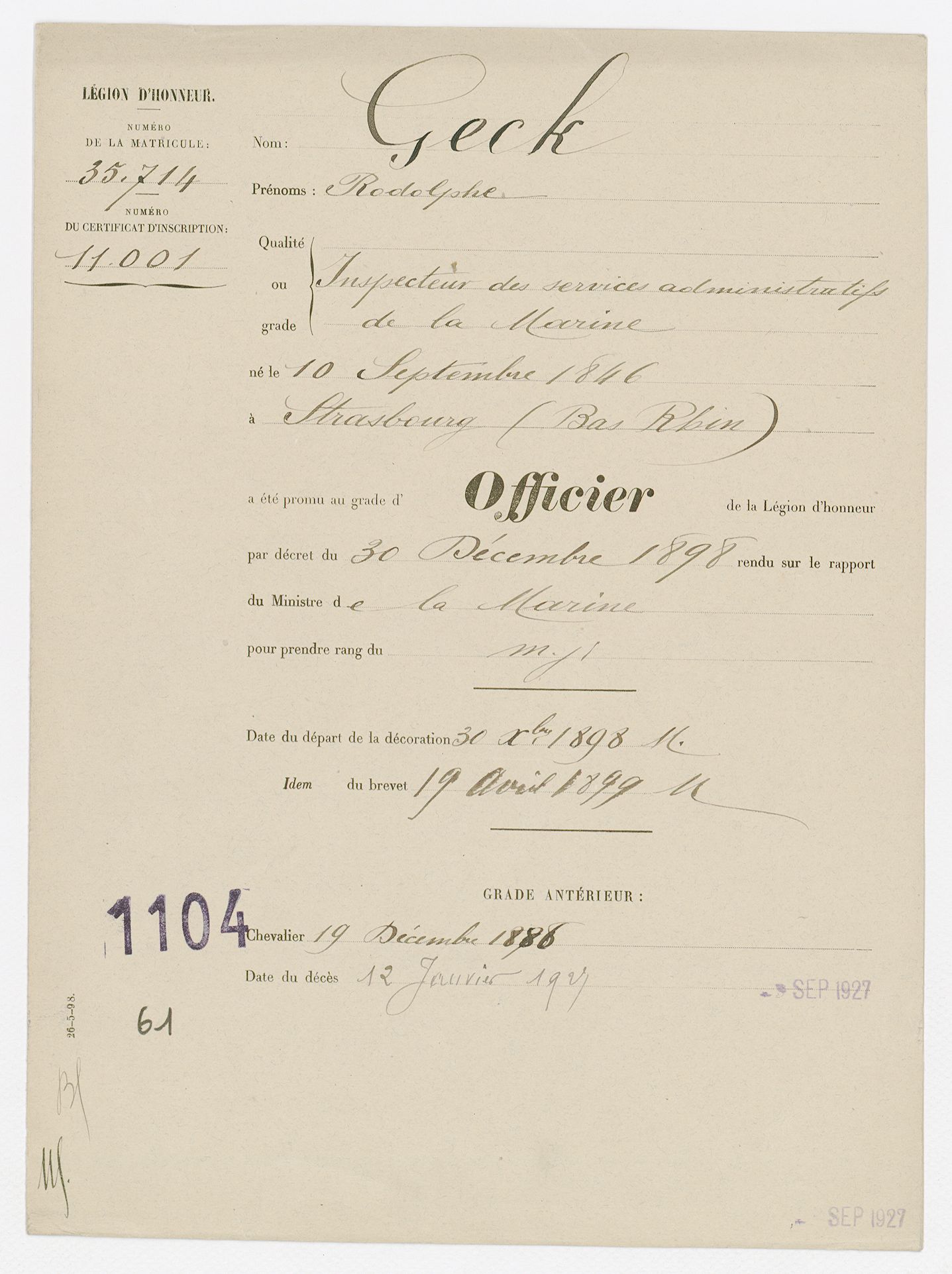 Geck, Rodolphe (1846-....) (FranceArchives)