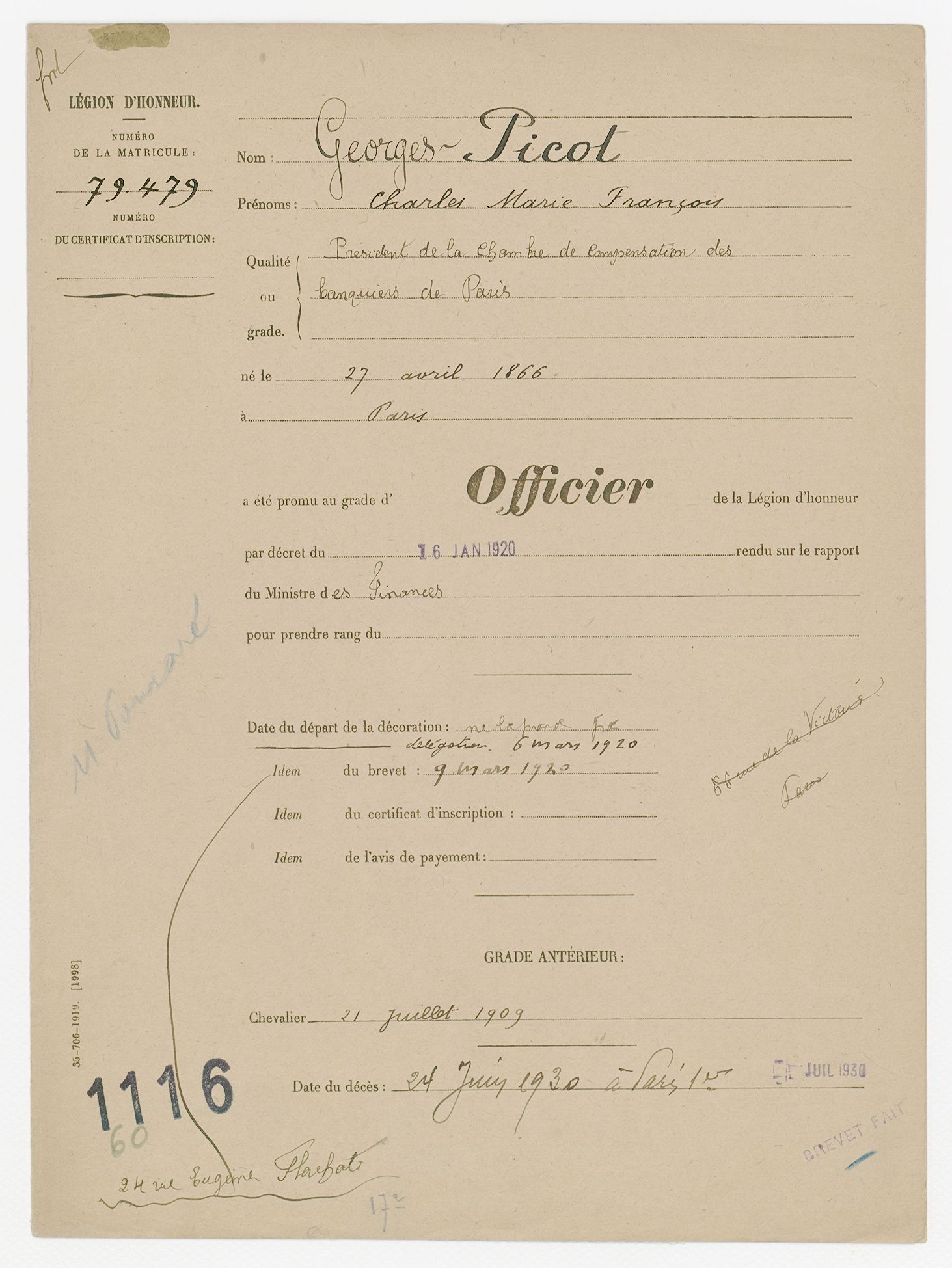 Georges-picot, Charles Marie François (1866-1930) (FranceArchives)