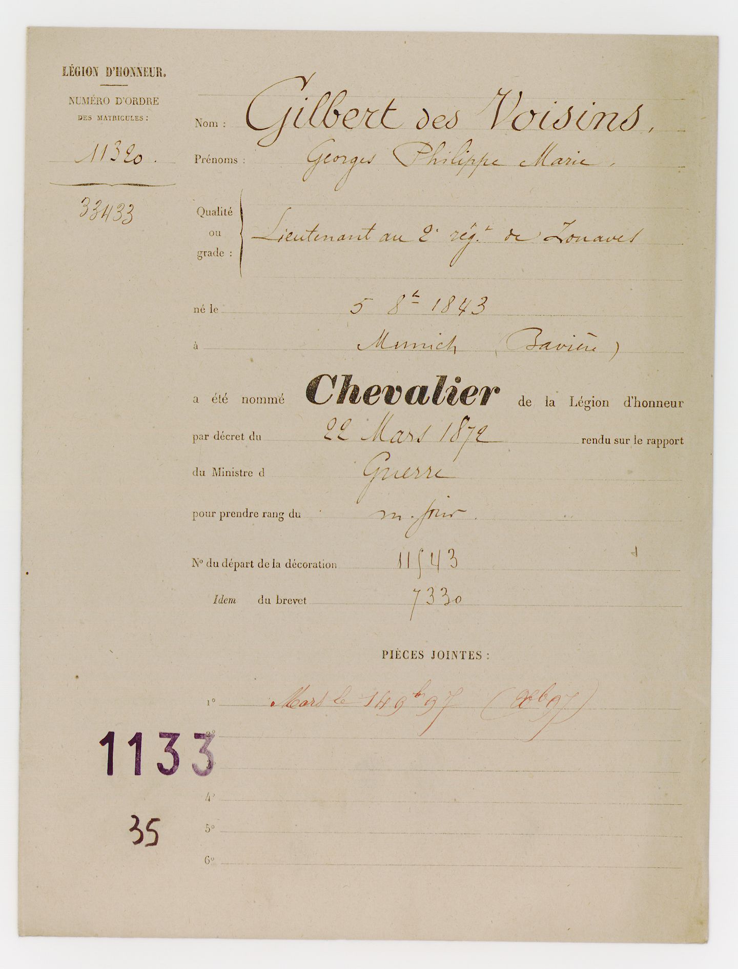 Gilbert Des Voisins, Georges Philippe Marie (1843-....) (FranceArchives)