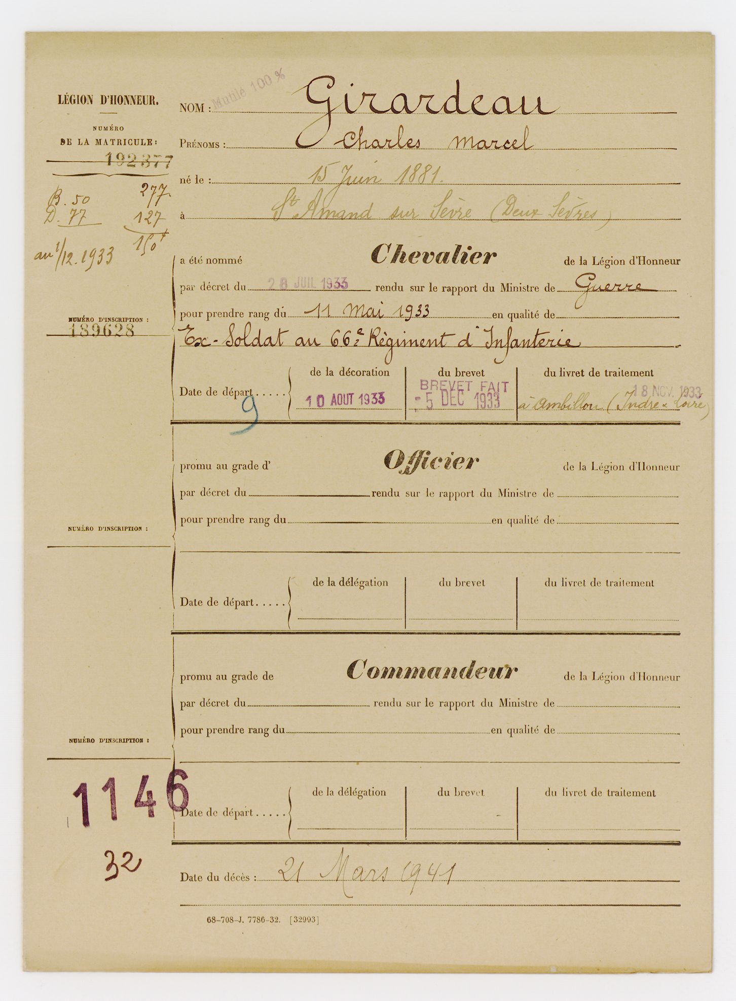 Girardeau, Charles Marcel (1881-....) (FranceArchives)