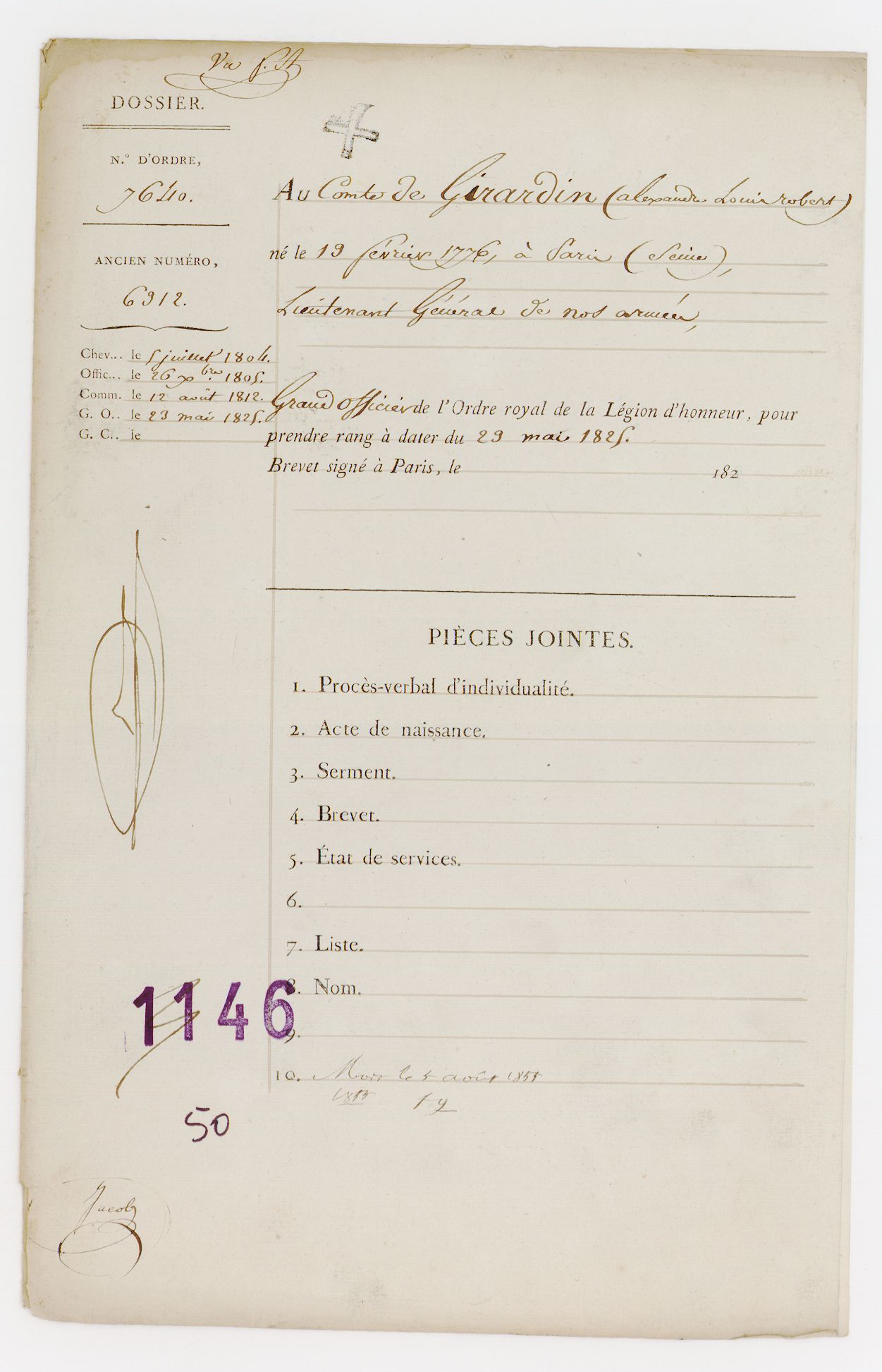 Girardin De, Alexandre Louis Robert (1776-1855) (FranceArchives)