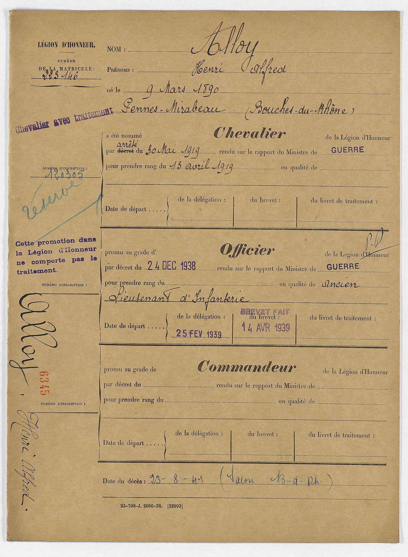 Alloy, Henri Alfred (1890-....) (FranceArchives)