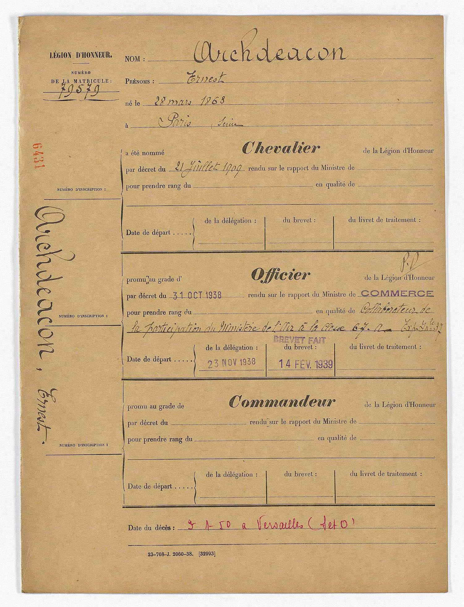 Archdeacon, Ernest (1863-1950) (FranceArchives)