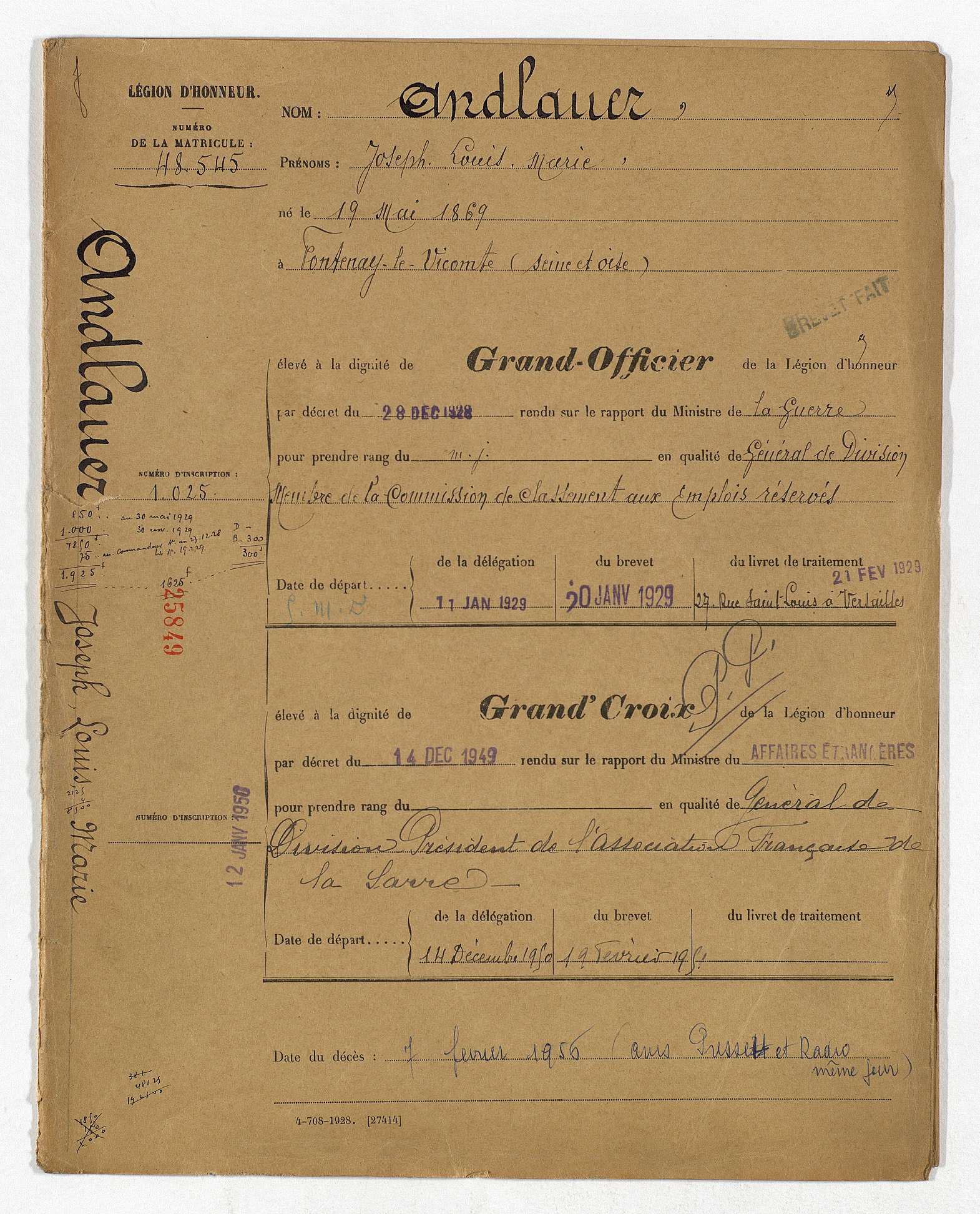 Andlauer, Joseph Louis Marie (1869-1956) (FranceArchives)