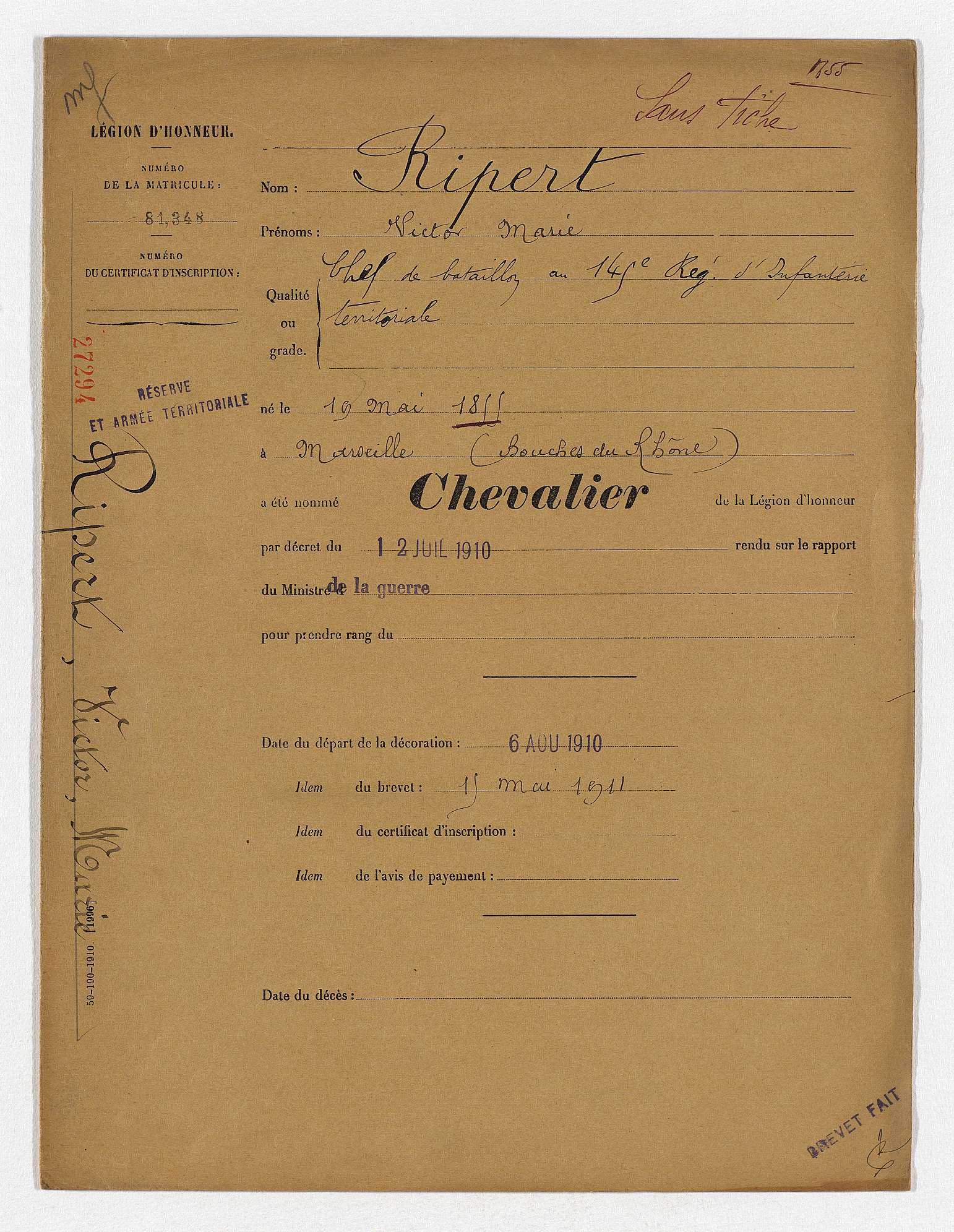 Ripert, Victor Marie (1855-....) (FranceArchives)