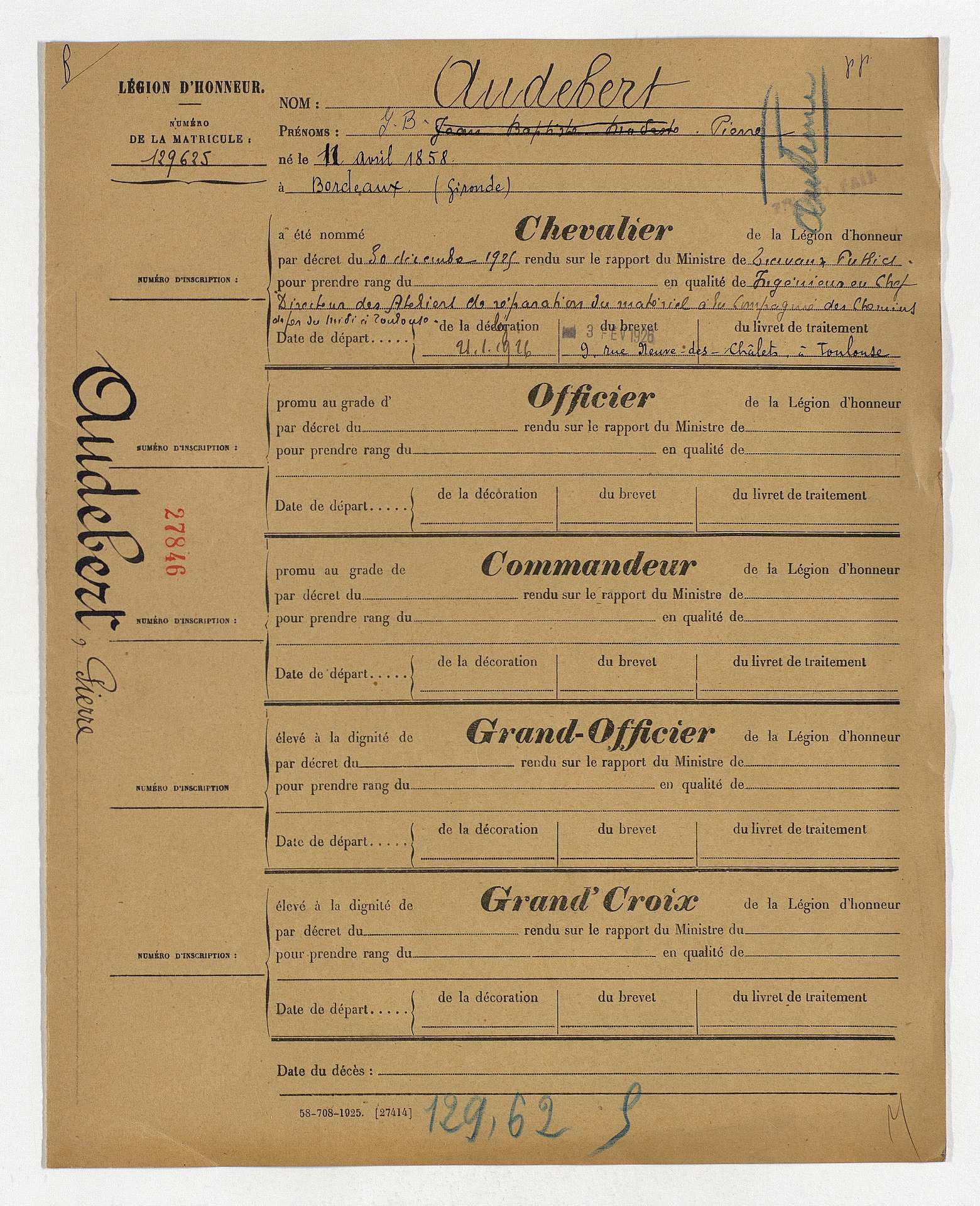 Audebert, J B Pierre (1858-....) (FranceArchives)