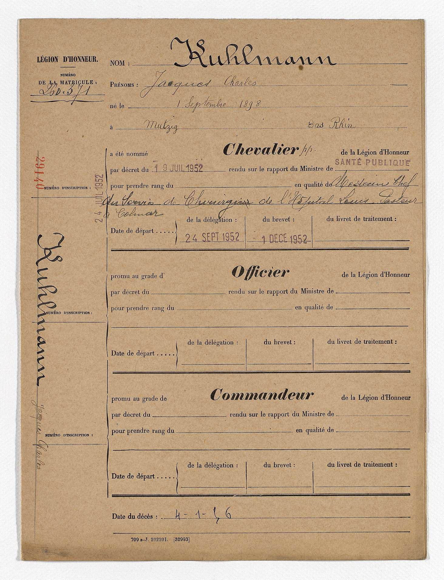 Kuhlmann, Jacques Charles (1898-....) (FranceArchives)