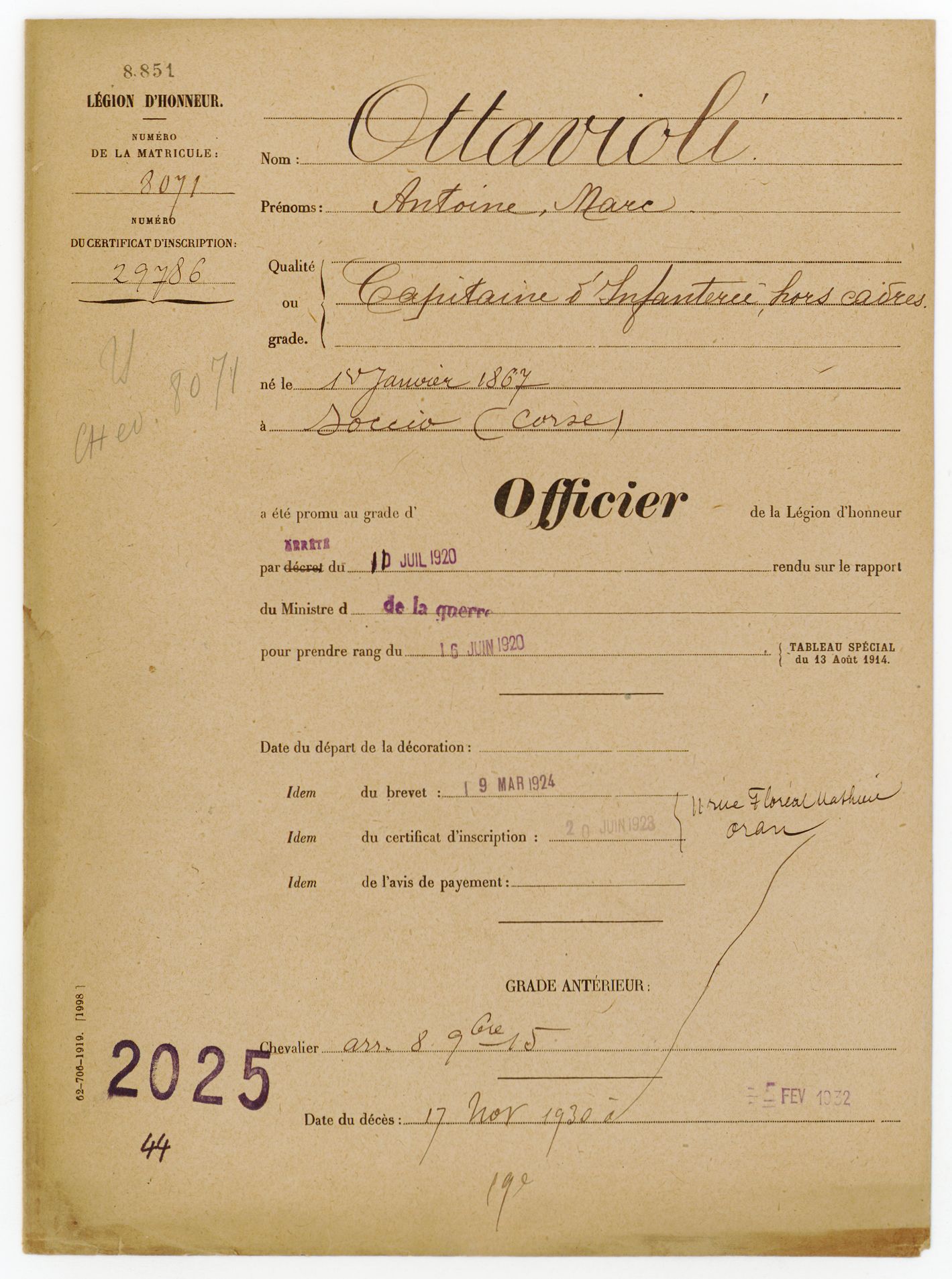 Ottavioli, Antoine Marc (1867-....) (FranceArchives)