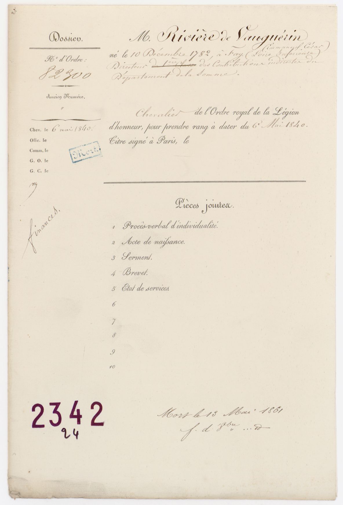 Riviere De Vauguerin, Emmanuel César (1782-....) (FranceArchives)