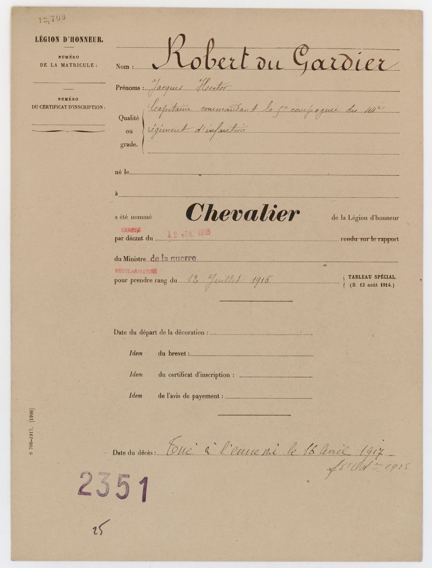 Robert Du Gardier, Jacques Hector (....-....) (FranceArchives)