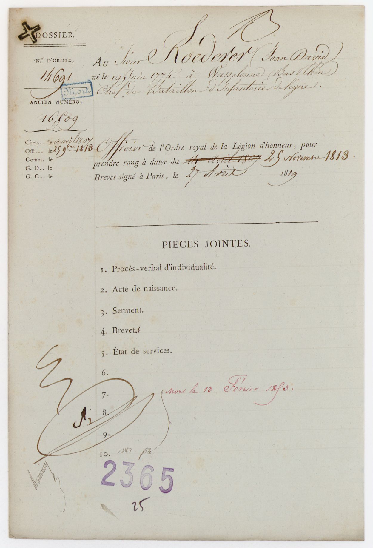 Roederer, Jean David (1774-....) (FranceArchives)