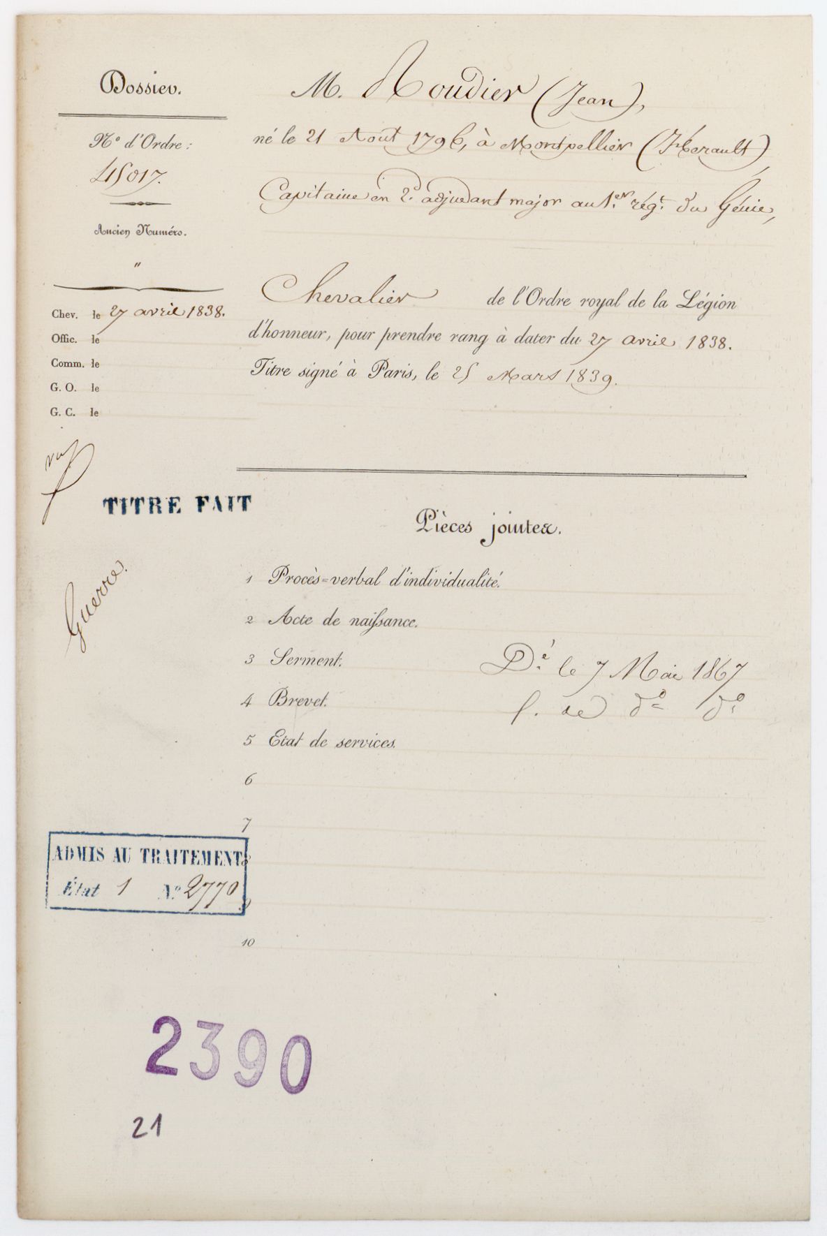 Roudier, Jean (1796-....) (FranceArchives)