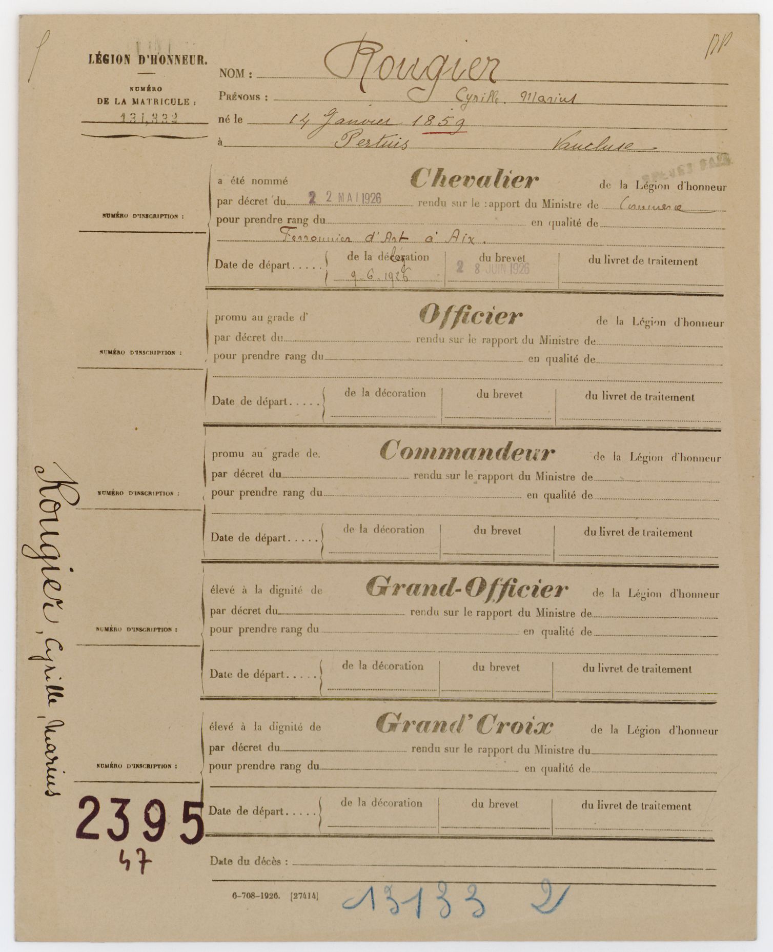 Rougier, Cyrille Marius (1859-....) (FranceArchives)