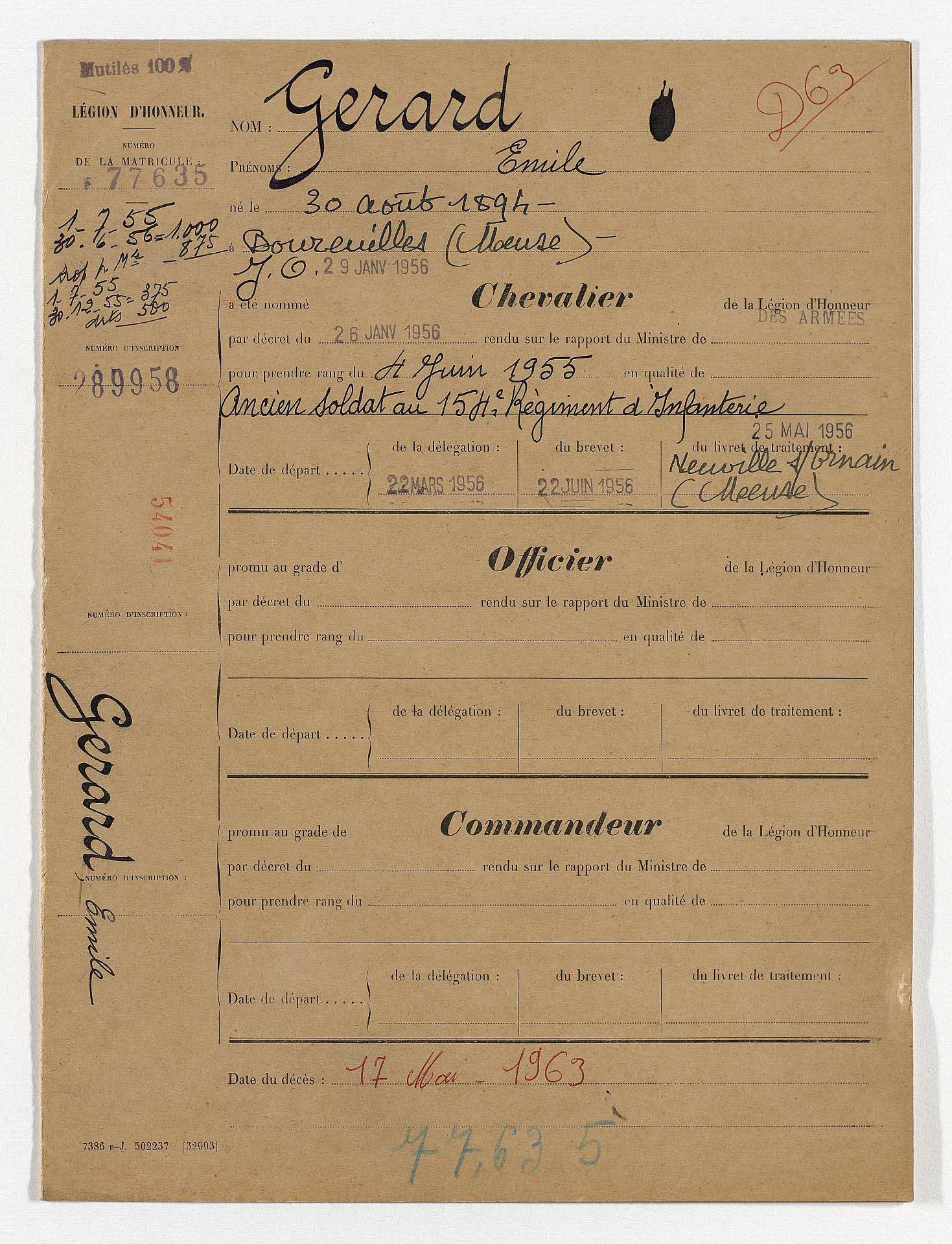 Gerard, Emile (1894-....) (FranceArchives)