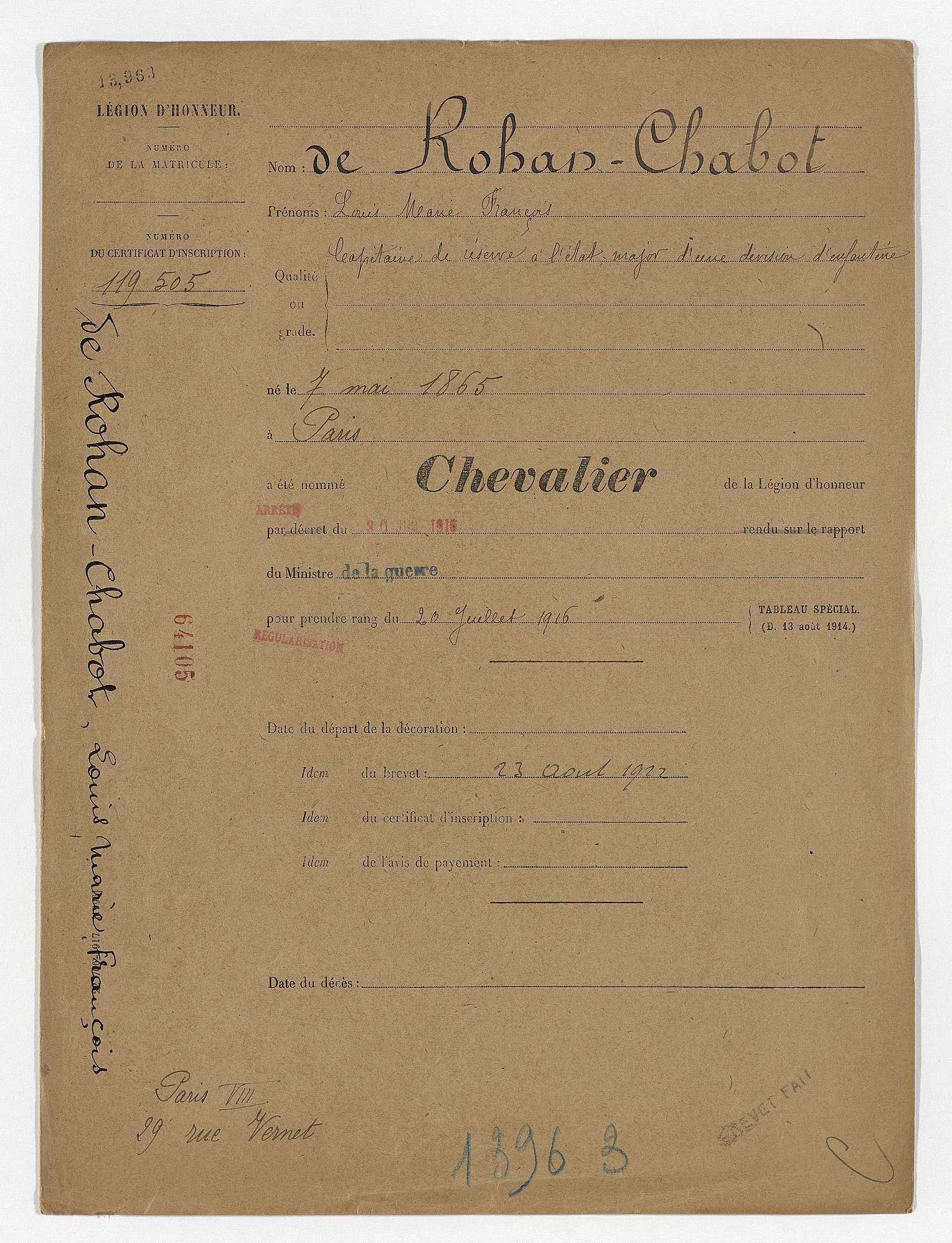 Rohan-chabot De, Louis Marie François (1865-....) (FranceArchives)