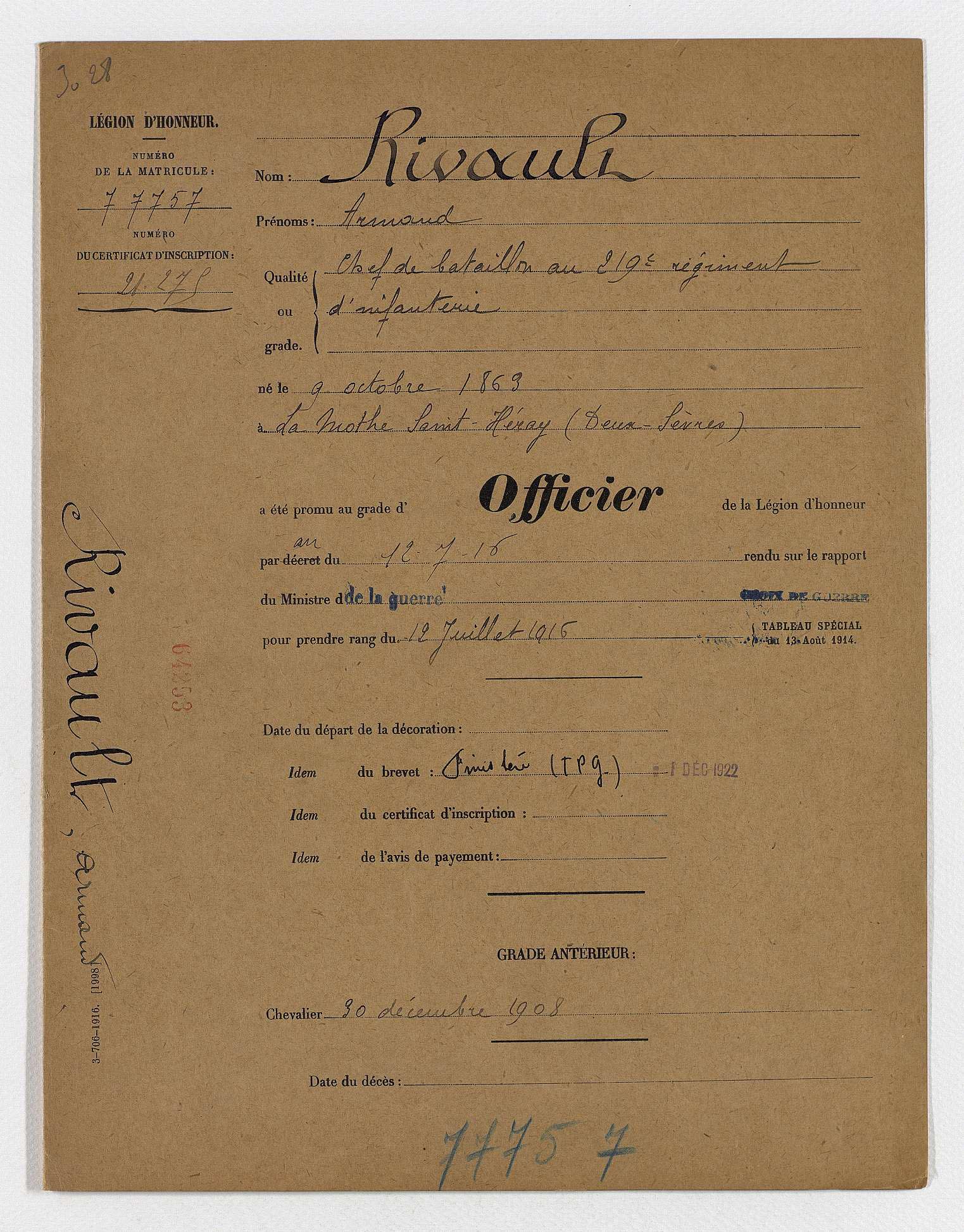 Rivault, Armand (1863-....) (FranceArchives)