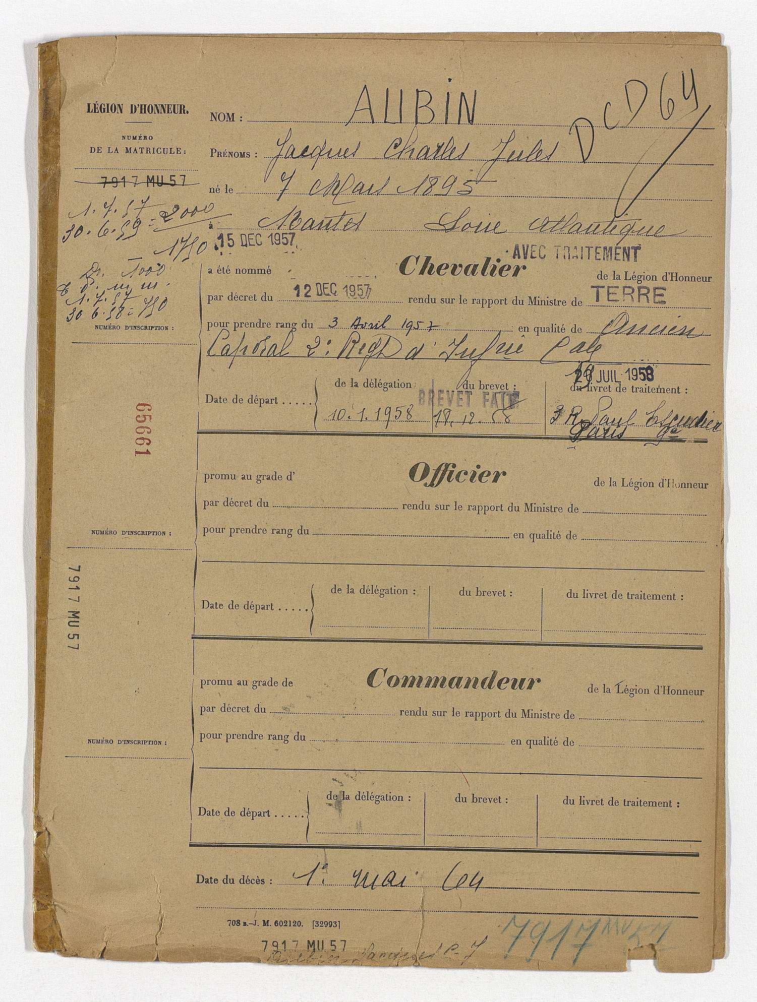 Aubin, Jacques Charles Jules (1895-....) (FranceArchives)