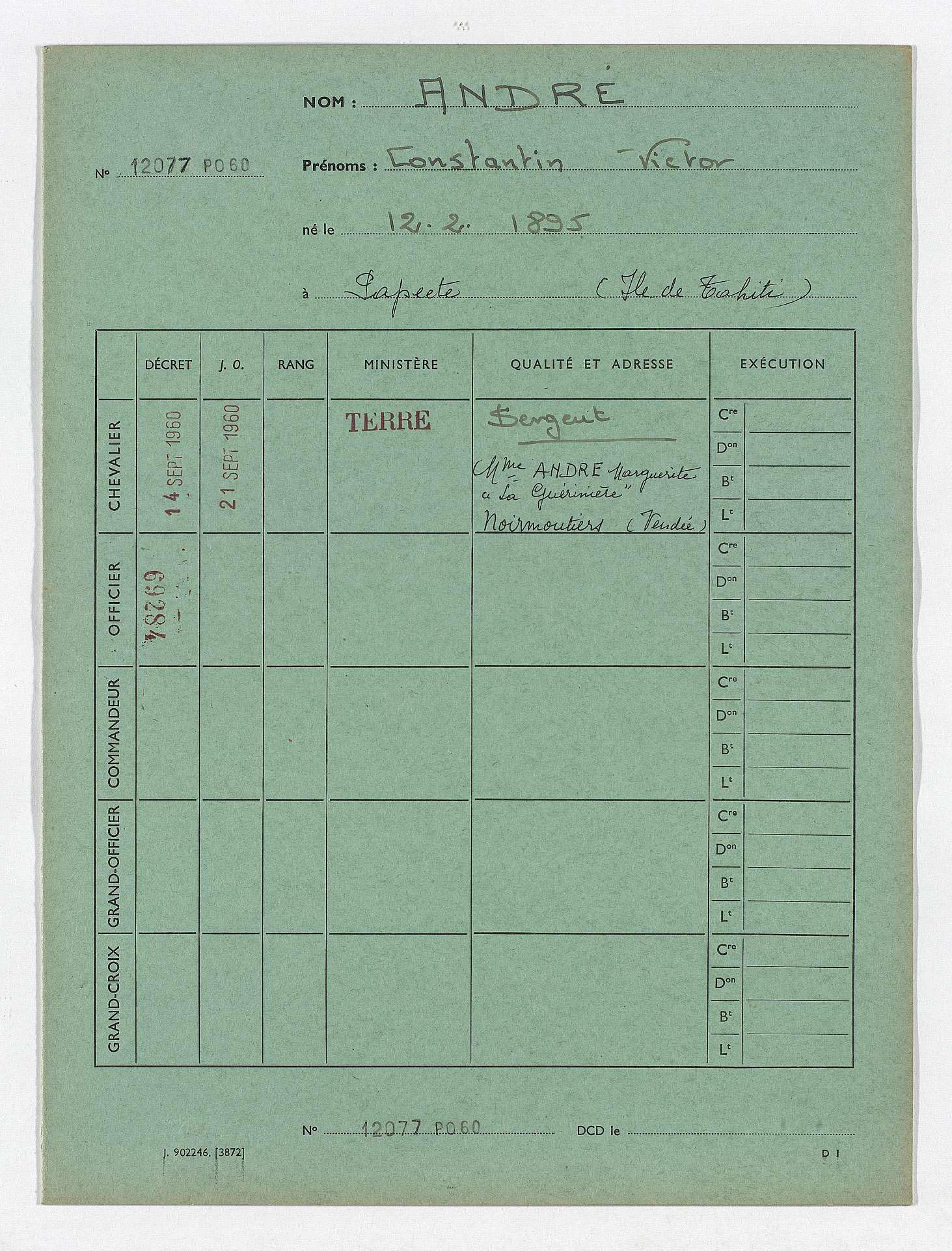 André, Constantin Victor (1895-....) (FranceArchives)