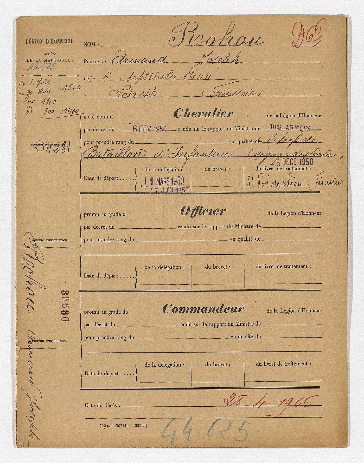 Rohou, Armand Joseph (1904-....) (FranceArchives)