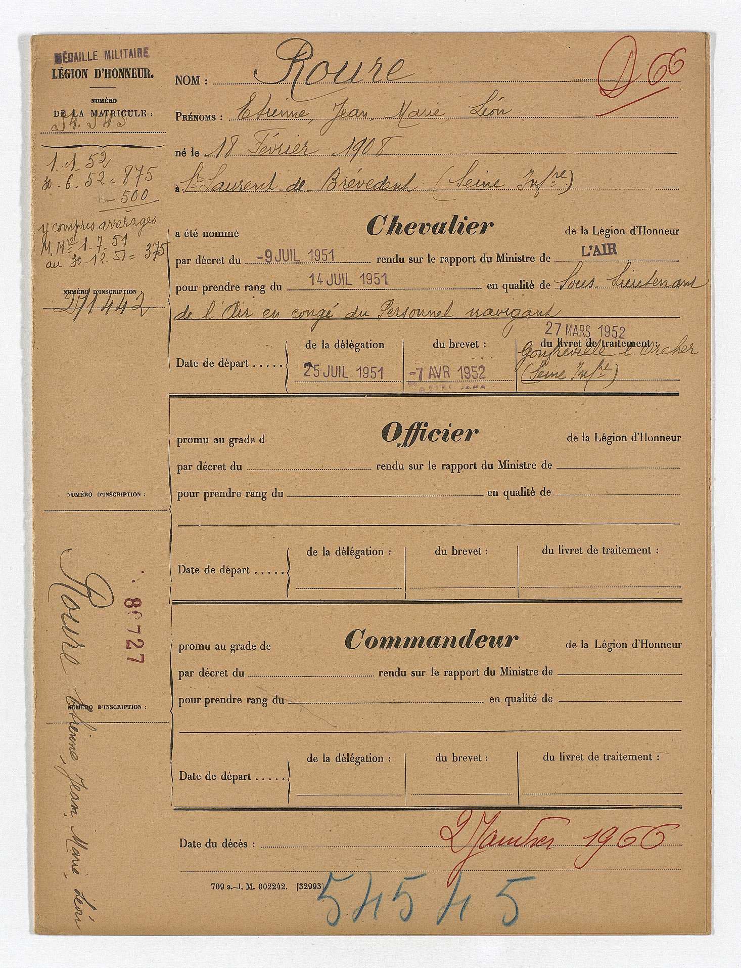 Roure, Etienne Jean Marie Léon (1908-....) (FranceArchives)