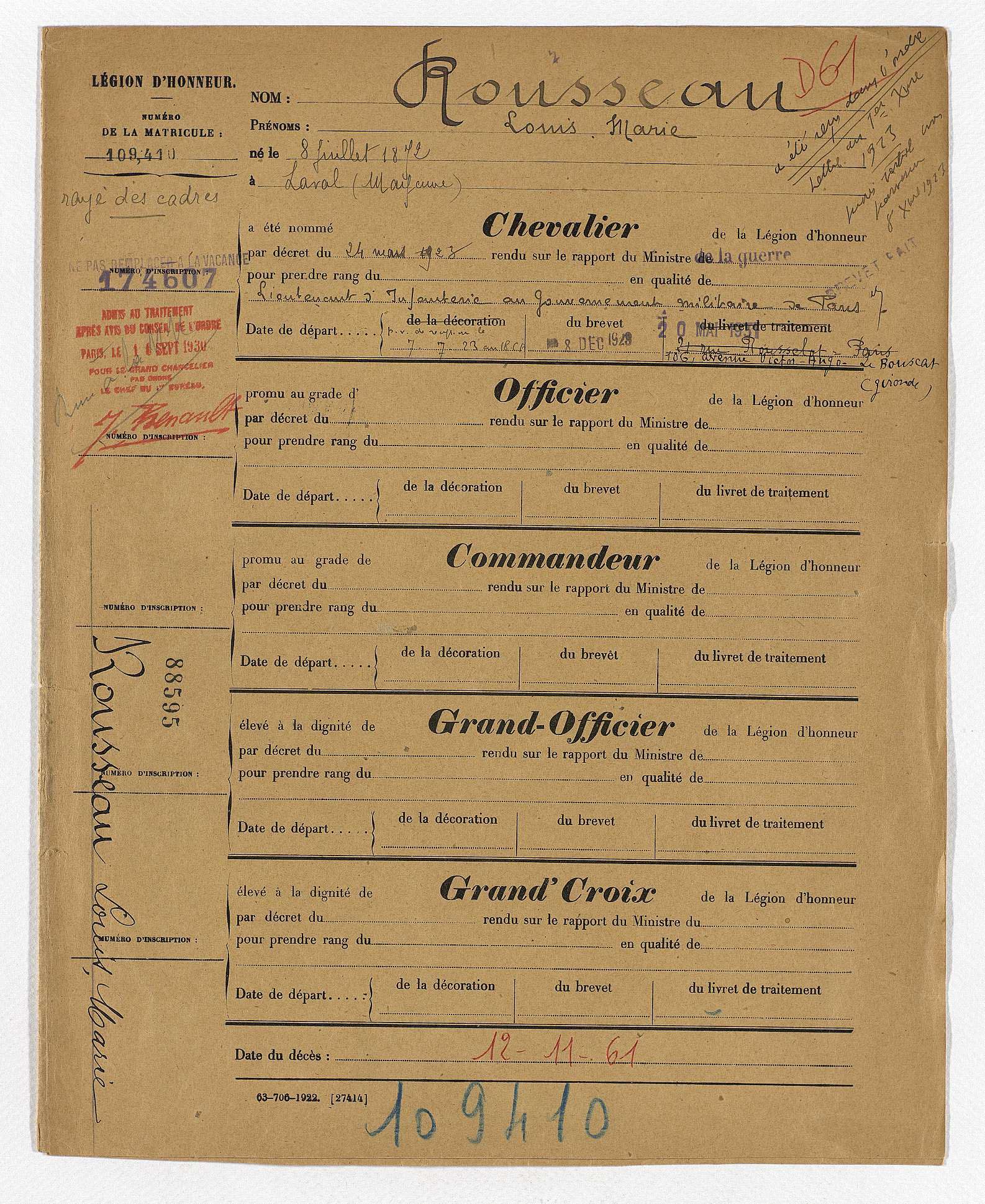 Rousseau, Louis Marie (1872-....) (FranceArchives)