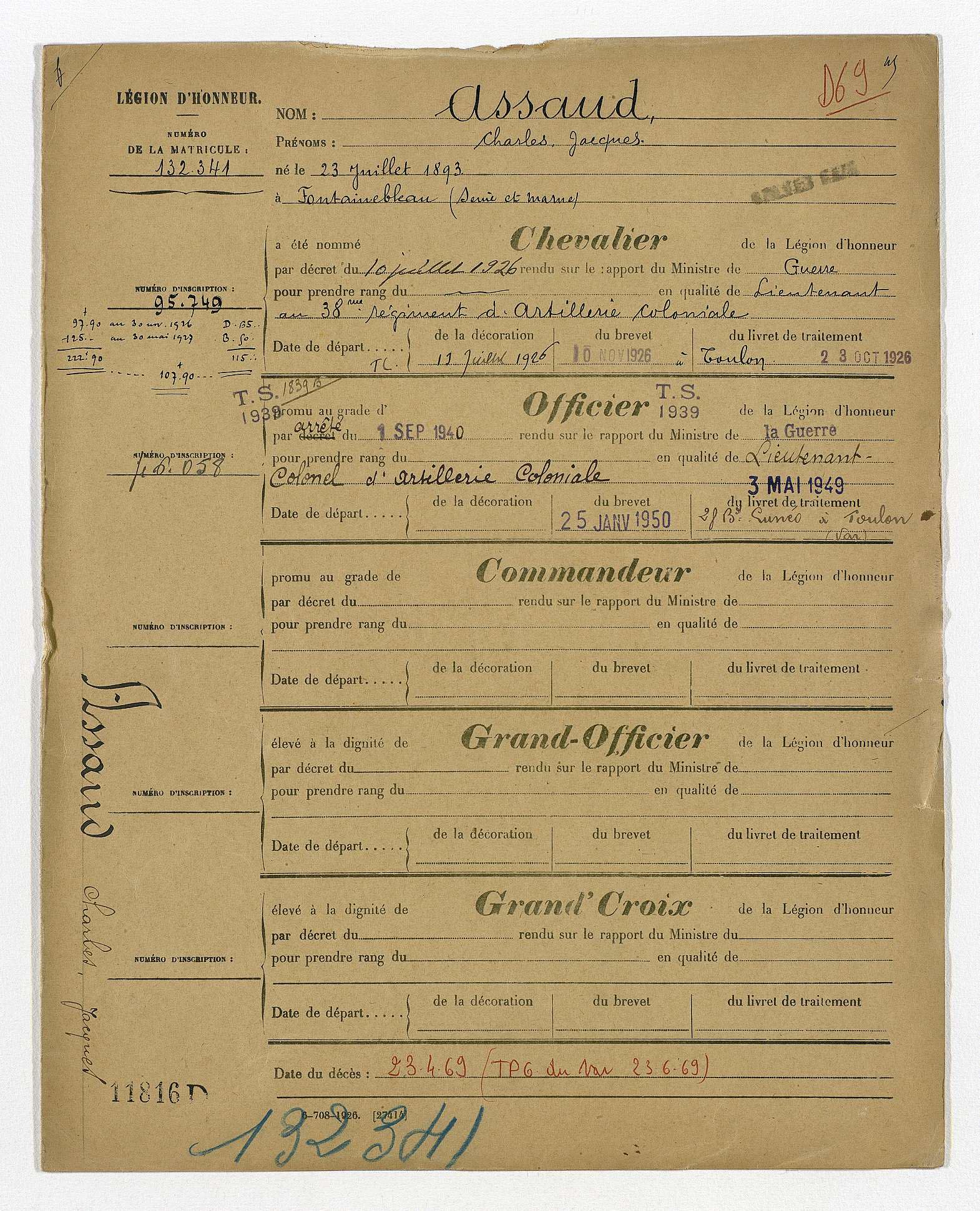 Assaud, Charles Jacques (1893-....) (FranceArchives)