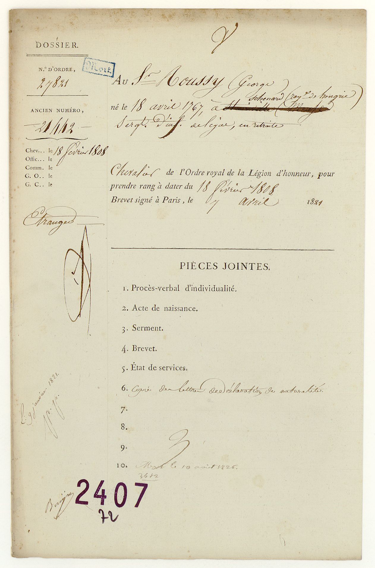 Roussy, Georges (1767-....) (FranceArchives)
