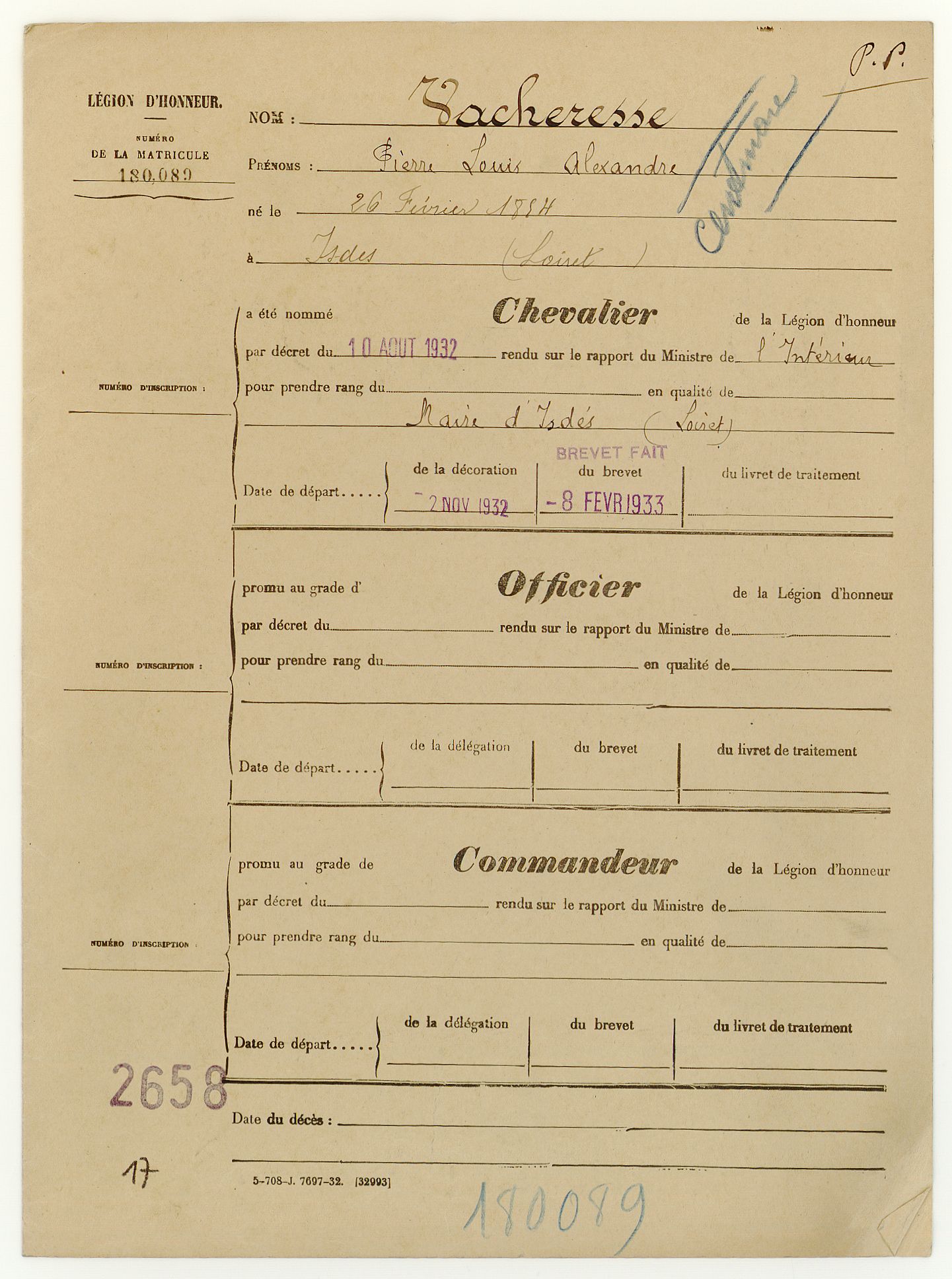 Vacheresse, Pierre Louis Alexandre (1854-....) (FranceArchives)