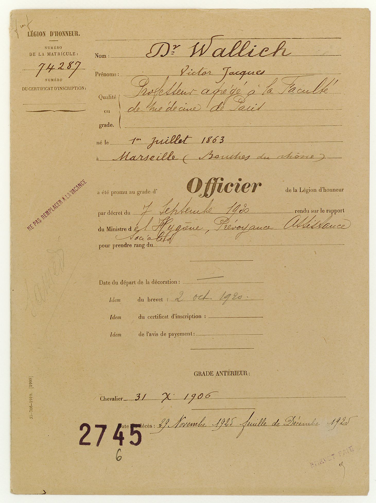 Wallich, Victor Jacques (1863-....) (FranceArchives)