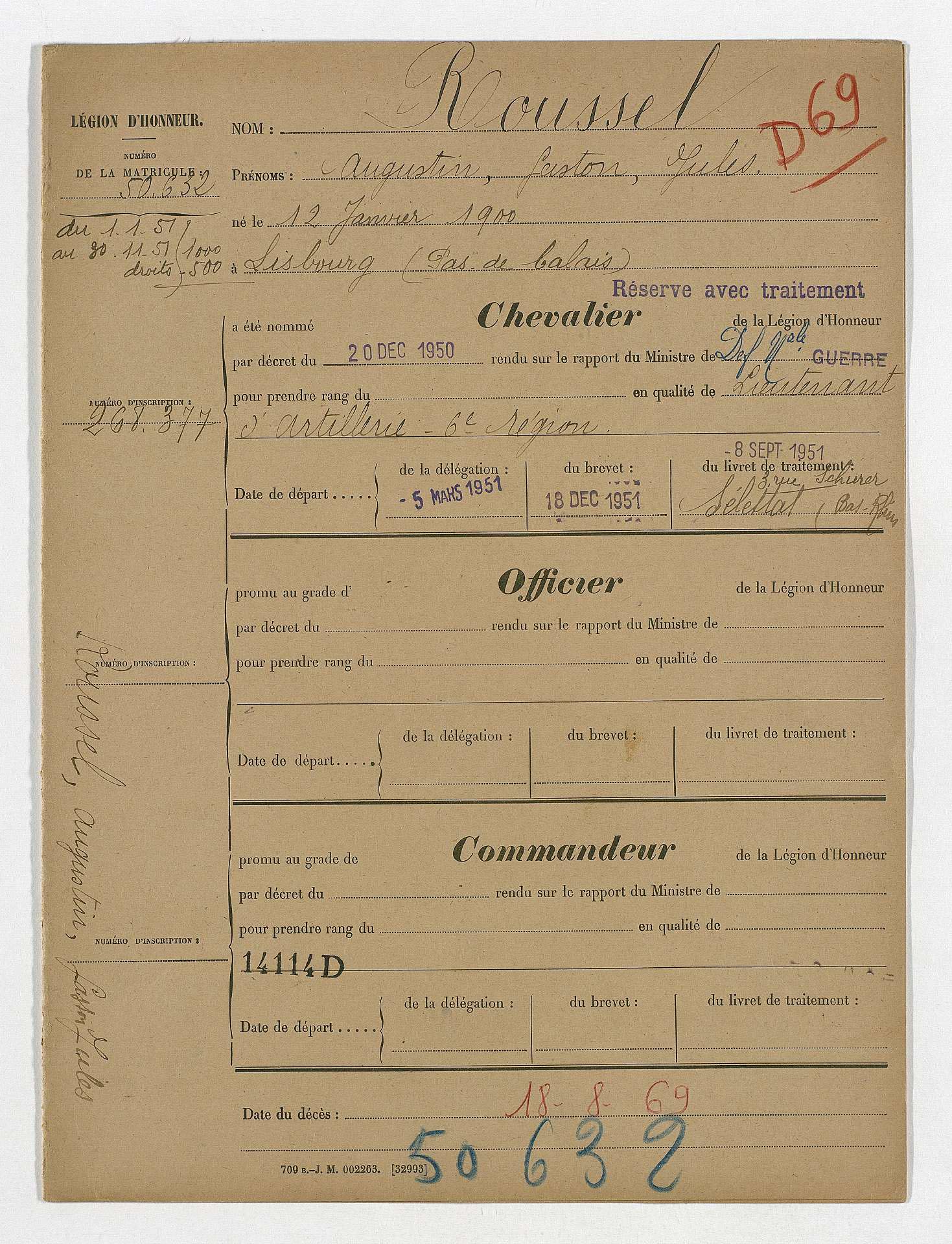 Roussel, Augustin Gaston Jules (1900-....) (FranceArchives)