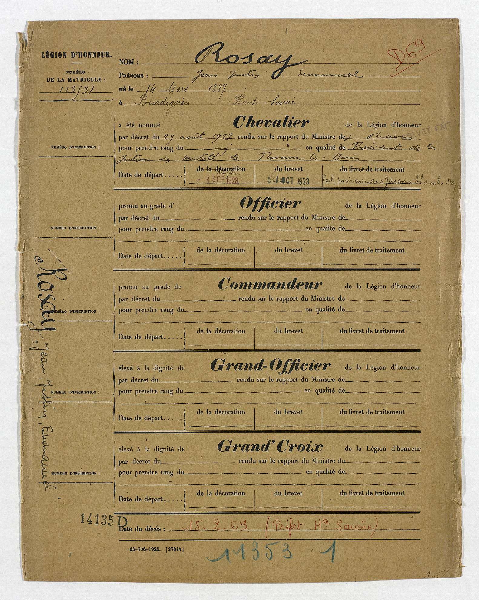 Rosay, Jean Justin Emmanuel (1887-....) (FranceArchives)