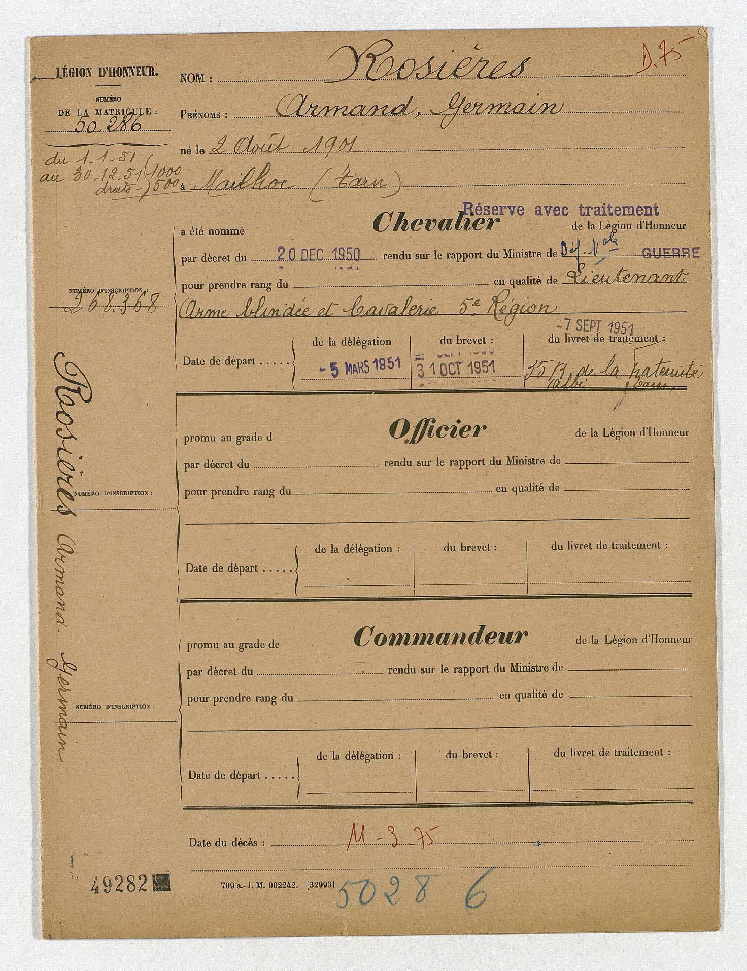 Rosières, Armand Germain (1901-....) (FranceArchives)