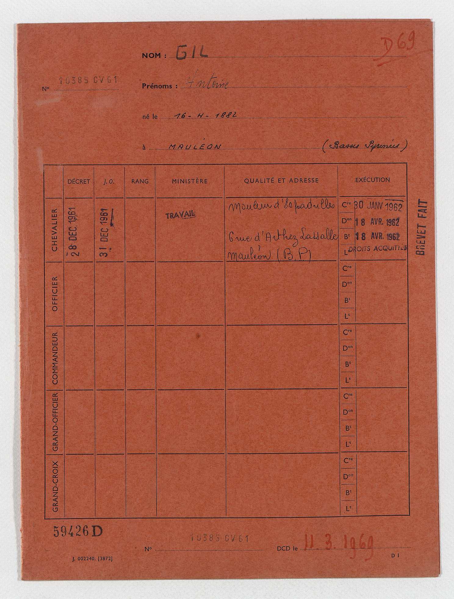 Gil, Antonio (1882-....) (FranceArchives)