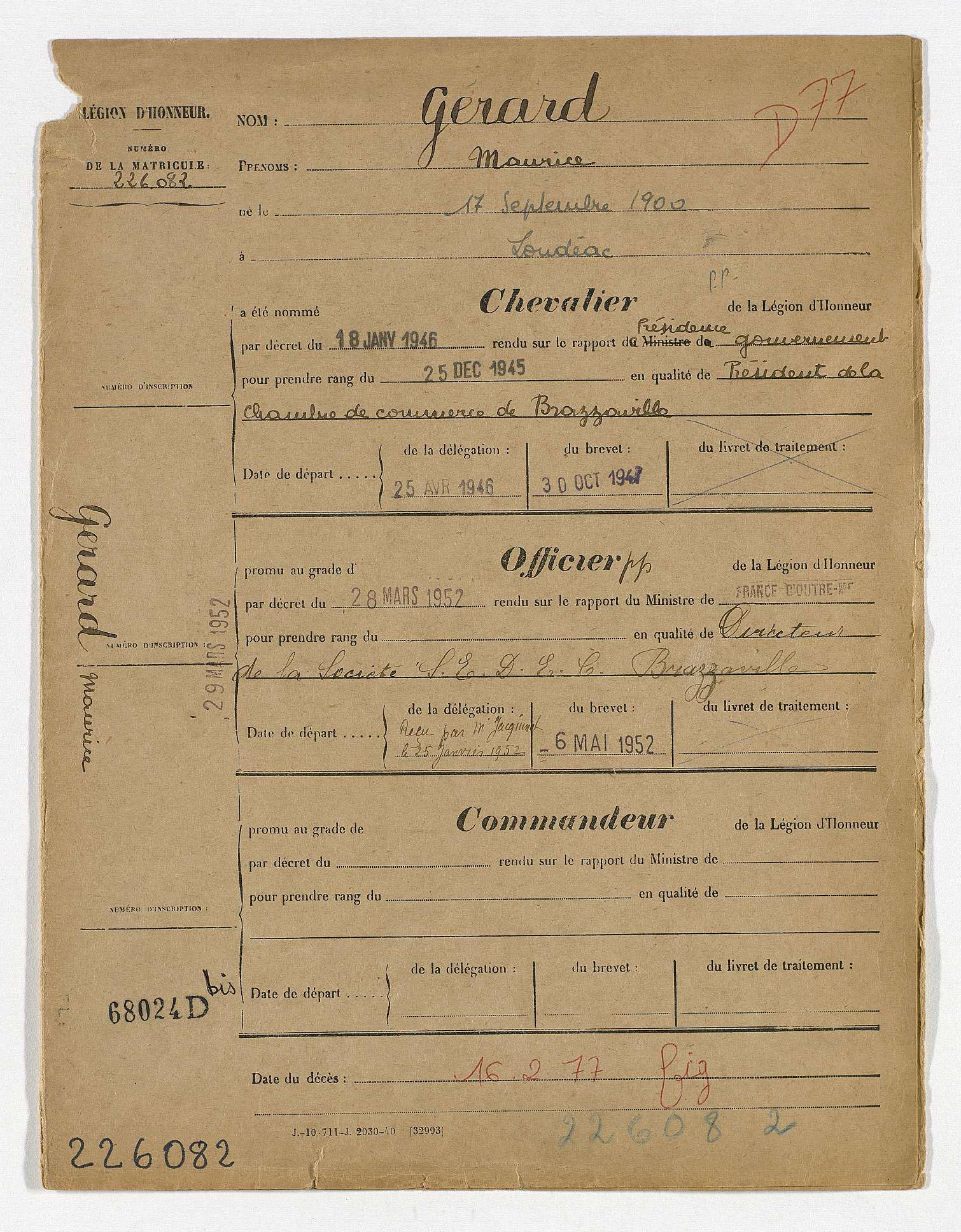 Gerard, Maurice (1900-1977) (FranceArchives)